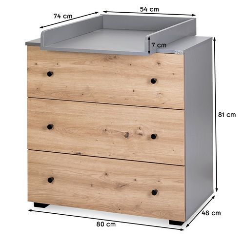 Pauline Commode Bébé Avec Plan à Langer Amovible Bois / Gris - Commode ...