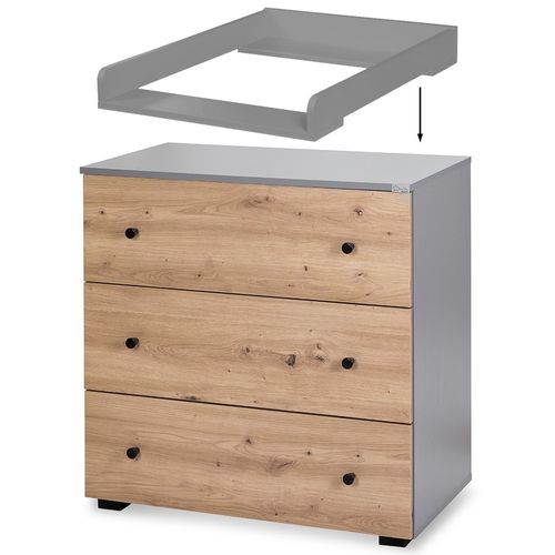 Pauline Commode Bébé Avec Plan à Langer Amovible Bois / Gris - Commode ...
