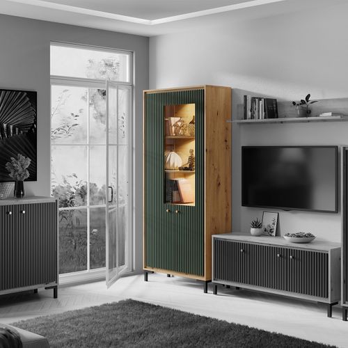 Parii Vaisselier 5 étages En Bois Vitrine Avec LED 89x196 Cm Design ...