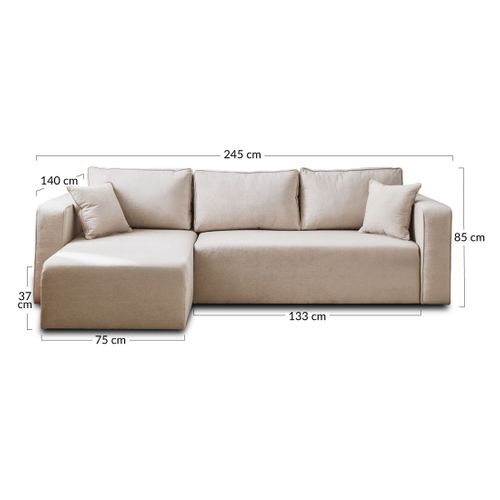 Canapé Angle Réversible Convertible 4 Places Topaze En Tissu Beige ...