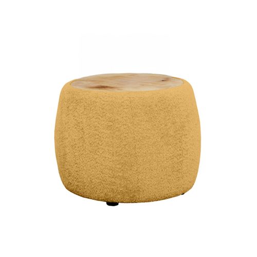 Mahina - Table Basse Ronde - En Tissu Bouclette Et Plateau Effet Bois ...