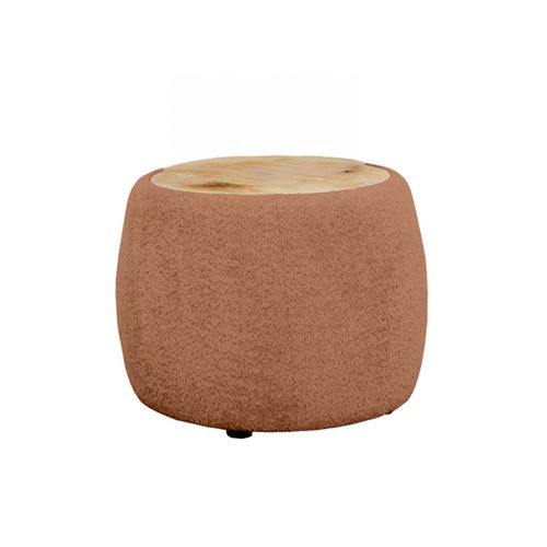 Mahina - Table Basse Ronde - En Tissu Bouclette Et Plateau En Bois - 55 ...