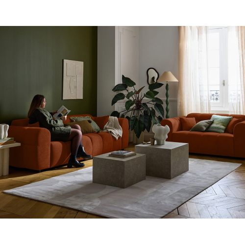 Canapé Droit 3 Places En Tissu Texturé Ray Rouille - Voir toute l'offre BUT