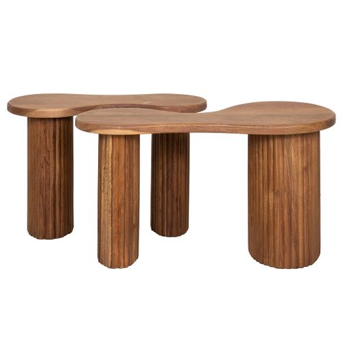 Kamea - Lot De 2 Tables Basses - Bois Massif D'acacia - 80 Et 65 Cm ...