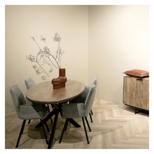 Macy-table à Manger Ovale 8/10 Personnes L.240 Cm, Manguier Et Métal - Table BUT