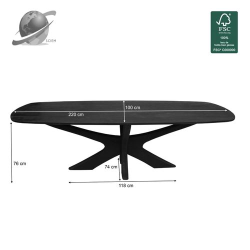 Epsy-table à Manger Ovale 8/10 Personnes 220 Cm En Bois Massif Noir - Table BUT