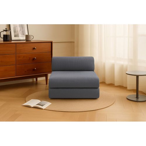 Fauteuil Modulable Et Convertible - Velours Côtelé - Gris - Chauffeuse BUT
