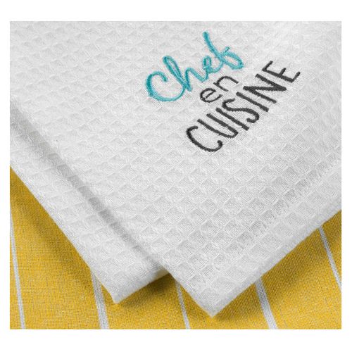 2 Serviettes Torchons Brode Chef En Cuisine - Torchon - Tablier BUT