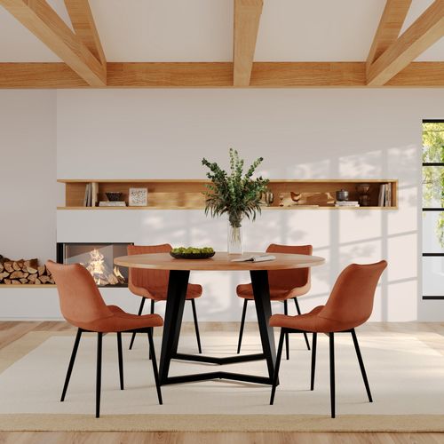 Table Ronde 6 Personnes En Bois D'acacia Et Métal 140 Cm - Moorea ...