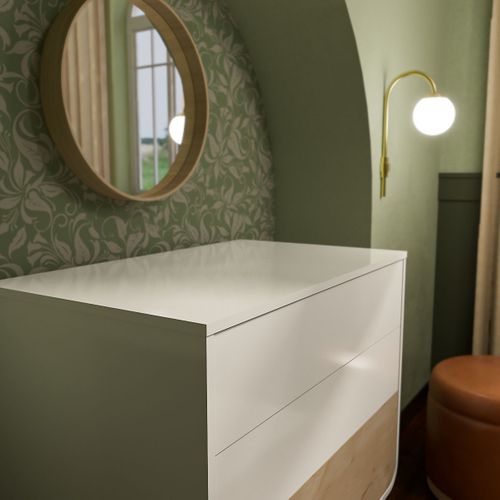 Commode 3 Tiroirs Sasha Blanc Et Bois - Commode - table à langer BUT