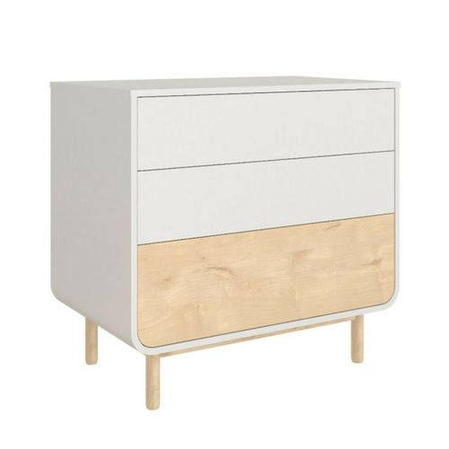 Commode 3 Tiroirs Sasha Blanc Et Bois - Commode - table à langer BUT