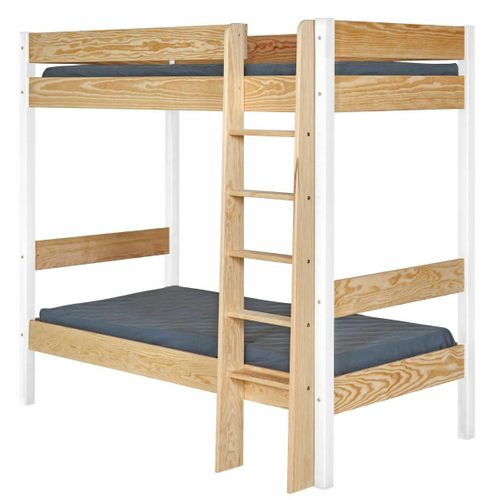 Lit Superposé 90x190 Cm Clem Bois Et Blanc - Lit superposé - Mezzanine BUT