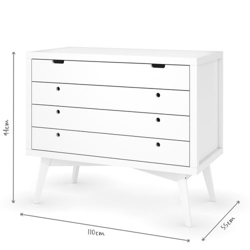 Commode 4 Tiroirs Marley Blanc - Commode - table à langer BUT