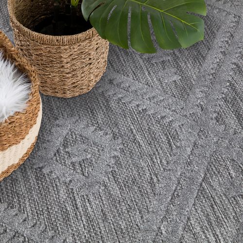 Tapis Intérieur,extérieur à Motif Relief Berbère Anthracite 280x380cm - Tapis salon et chambre BUT