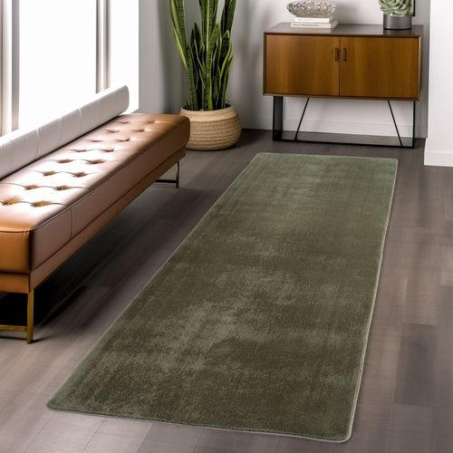 Tapis 80x150cm Poils Doux Lavable Vert - Tapis salon et chambre BUT