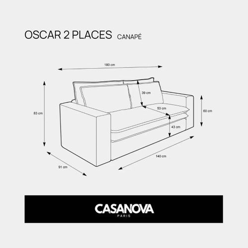 Oscar - Canapé Droit Velours Côtelé 2 Places Moutarde - Voir toute l ...