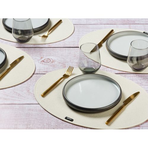 Set De Table Ovale - 6 Pièces - Feutre Recyclé Beige - Set de table BUT