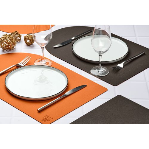 Set De Table Rectangovale Réversible - 6 Pièces - Cuir Recyclé Orange ...