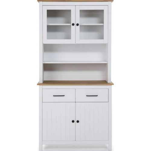 Vaisselier 4 Portes 2 Tiroirs En Bois Massif Blanc - Ida - Vaisselier ...