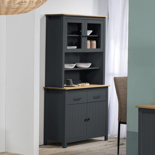 Vaisselier 4 Portes 2 Tiroirs En Bois Massif Bleu H180 Cm - Ida ...