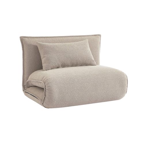 Chauffeuse Convertible 1 Place En Bouclette Texturée Beige L 99 X P 80 ...