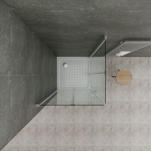 Cabine De Douche 80x80 Cm H.190 Portes Pivotantes Verre 6mm Transparent ...