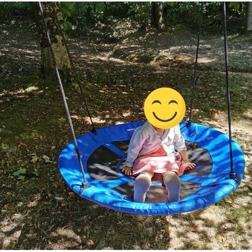 Balançoire Ronde Nid D'oiseau Rond Ø100cm - Bleu - Charge 150kg Maxi ...