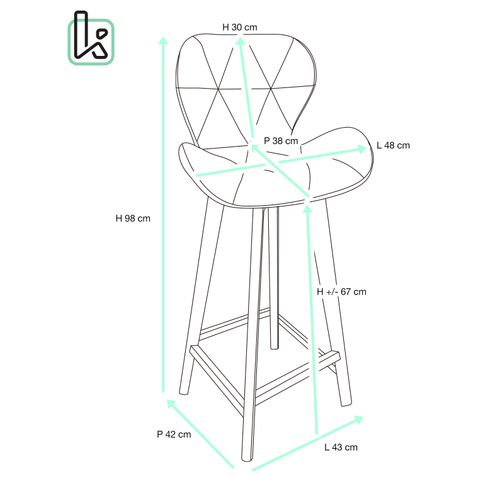 Lot De 2 Chaises De Bar Scandinaves Fata 67 Cm Simili Noir Pieds Bois ...