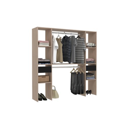 Elysée - Dressing Bois Avec 6 étagères, 2 Tiroirs Et 2 Penderies : 180 ...