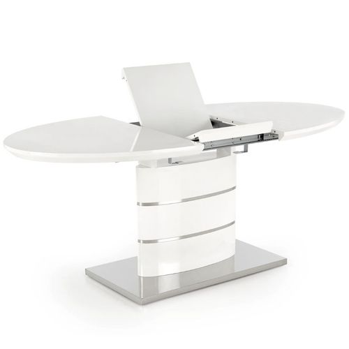 Table Salle à Manger Ovale Blanche Laquée Avec Rallonge Ipson - Table BUT