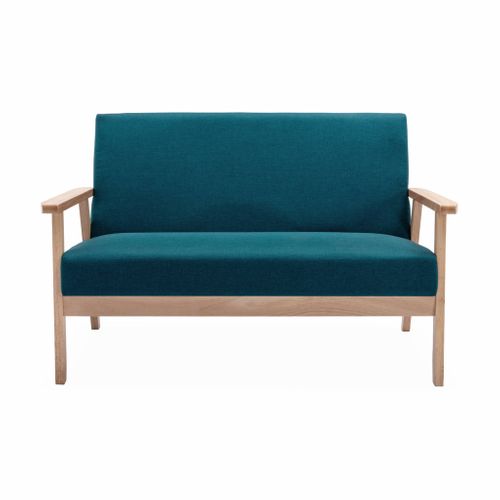 Banquette Canapé En Bois Et Tissu Bleu Pétrole. Isak. L 114 X P 69.5 X H 73cm - Canapé BUT