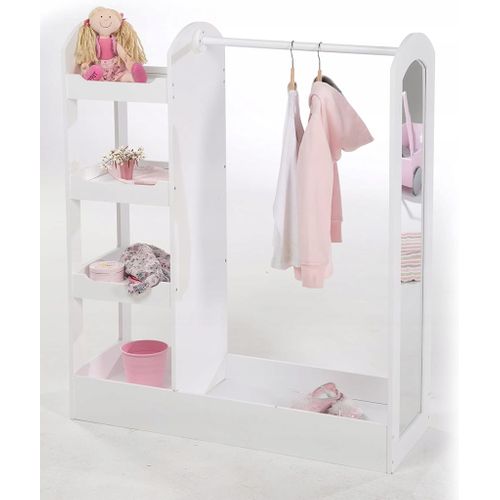 Dressing Bébé Avec Étagère, Penderie Et Miroir En Bois Laqué Blanc ...