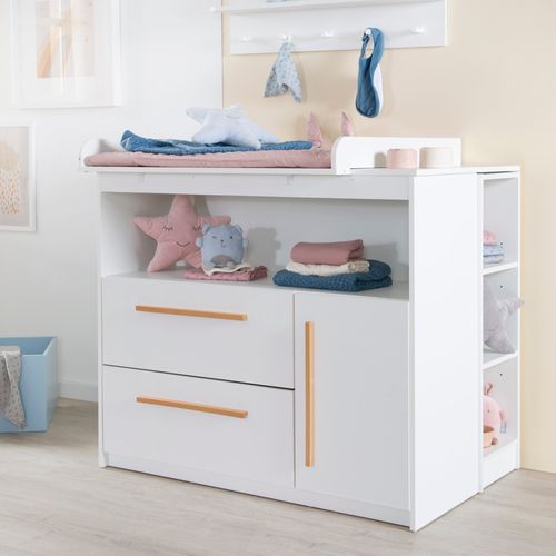 Commode à Langer Lilo - Plan Amovible - Poignées Hêtre Massif - Blanc ...
