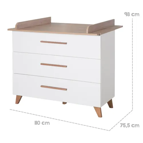 Commode à Langer Ole - Plan Amovible - Poignées + Pieds En Bois Massif ...