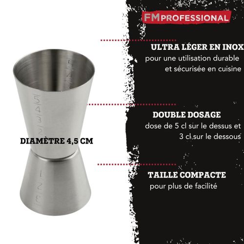 Doseur Alcool Pour Cocktail 5 Cl Et 3 Cl En Inox Fm Professional ...
