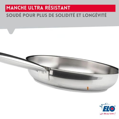 Ensemble De 1 Poêle De Cuisson 24 Cm Et 2 Faitouts 12 Et 20 Cm Elo Profi Brillant - Casserole ...
