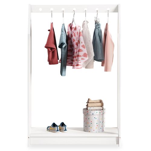Portant Enfant Sally En Pin Massif - Blanc - Portant et penderie BUT