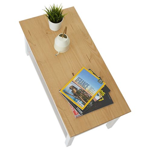 Table Basse Tequila Style Mexicain Avec 2 Tiroirs, En Pin Massif Blanc ...