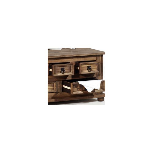 Table Basse Coffre En Pin Tequila Style Mexicain, Avec 5 Tiroirs ...