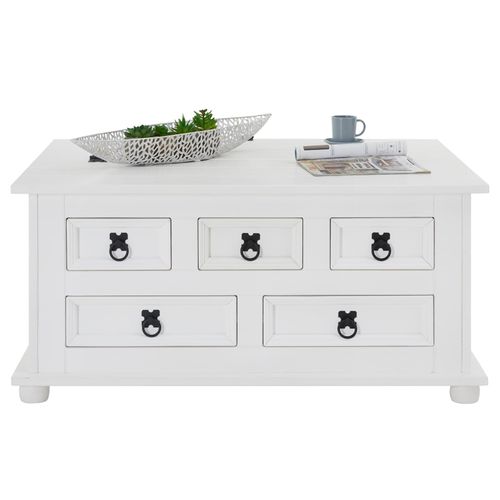 Table Basse Coffre En Pin Tequila Style Mexicain, Avec 5 Tiroirs ...