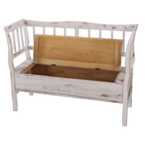 Banc Banquette De Rangement T207 Bahut Coffre Avec Coussin ~ Bois Blanc ...