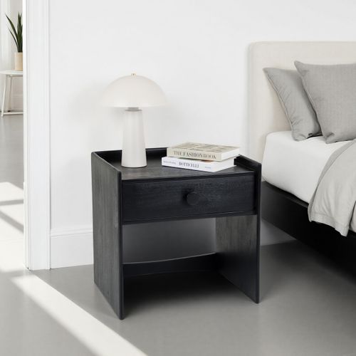 Table De Chevet Turu 1 Tiroir En Bois Massif - Noir - Table de chevet BUT