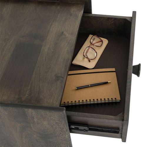 Table De Chevet Turu 1 Tiroir En Bois Massif - Brun - Table de chevet BUT