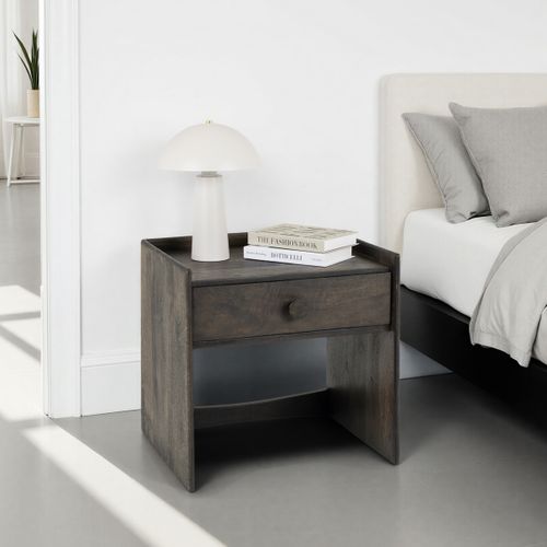 Table De Chevet Turu 1 Tiroir En Bois Massif - Brun - Table de chevet BUT