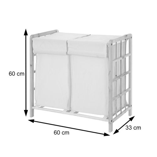 Bac à Linge Hwc-b60, Bois Massif 60x60x33cm 68l ~ Blanc Miteux ...