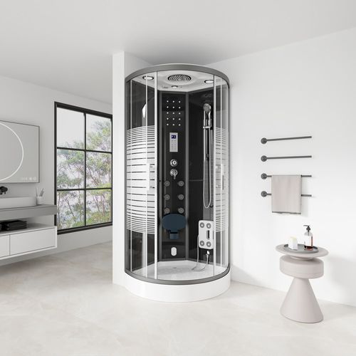 Douche Vapeur Avec Cascade Et Sauna Vapeur Black Pearl - 90 X 90 Cm ...