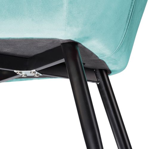 Tectake Chaise Rembourrée Aspect Velours Dossier Ergonomique Turquoise ...