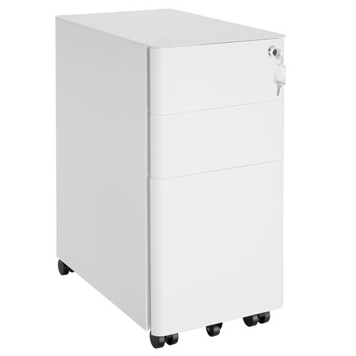 Caisson De Bureau à Roulettes En Acier Laqué Époxy Blanc - Armoire et ...