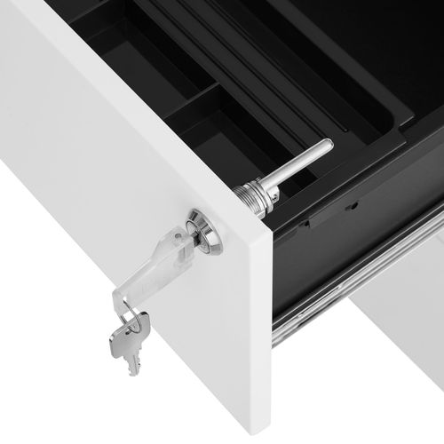 Caisson De Bureau à Roulettes En Acier Laqué Époxy Blanc - Armoire et ...