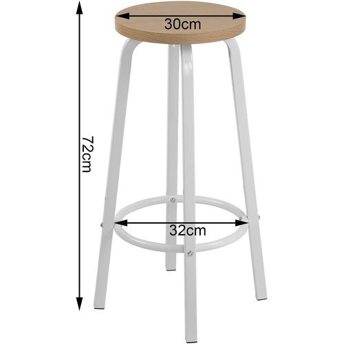 Lot De 4 Tabourets De Bars-rond Structure En Métal Assise En Mdf-chêne ...